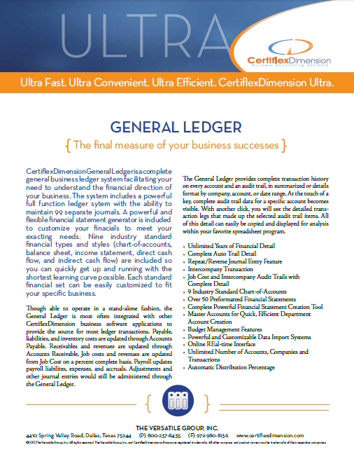 General Ledger – Certiflex Software, LLC
