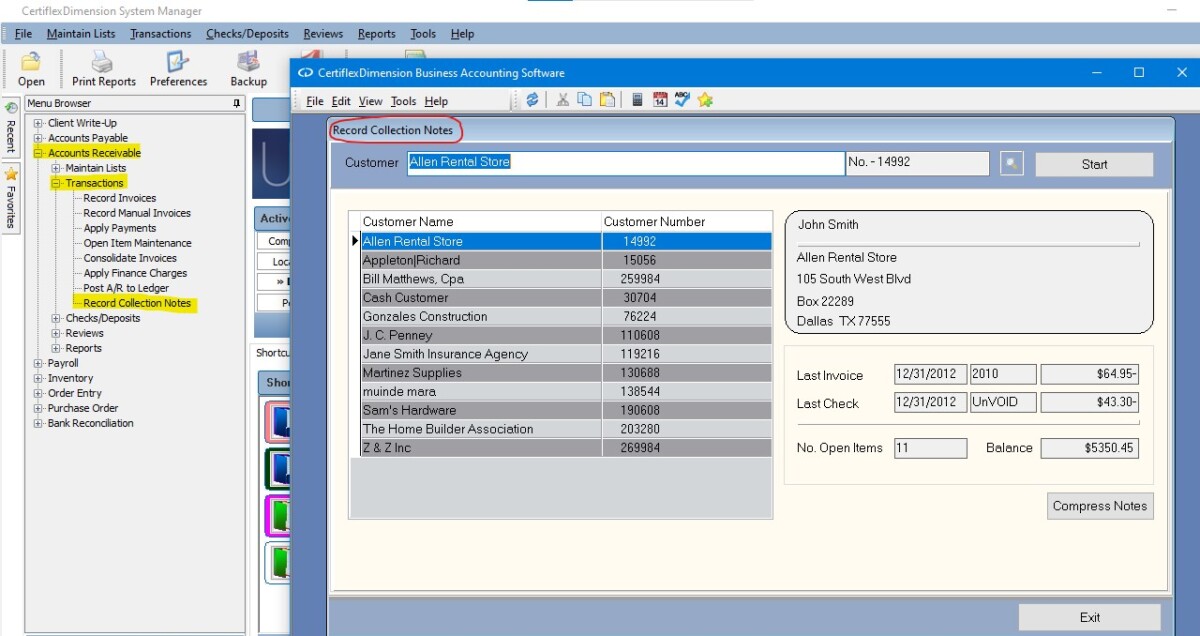 Record Collection Notes & Email Collection system – Certiflex Software, LLC