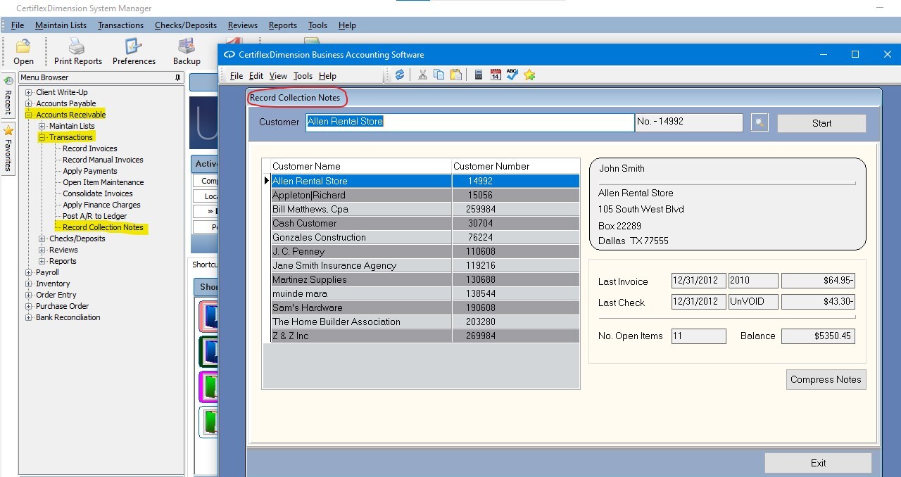 Record Collection Notes & Email Collection system – Certiflex Software, LLC