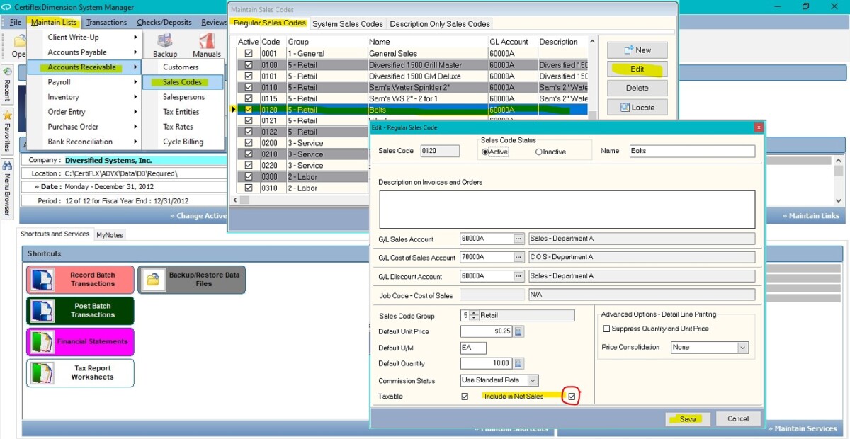 AR Transactions Summary Recap: Less Special Sales – Certiflex Software, LLC