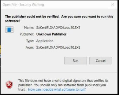 Windows Security Warning When Running CertiflexDimension Ultra ...