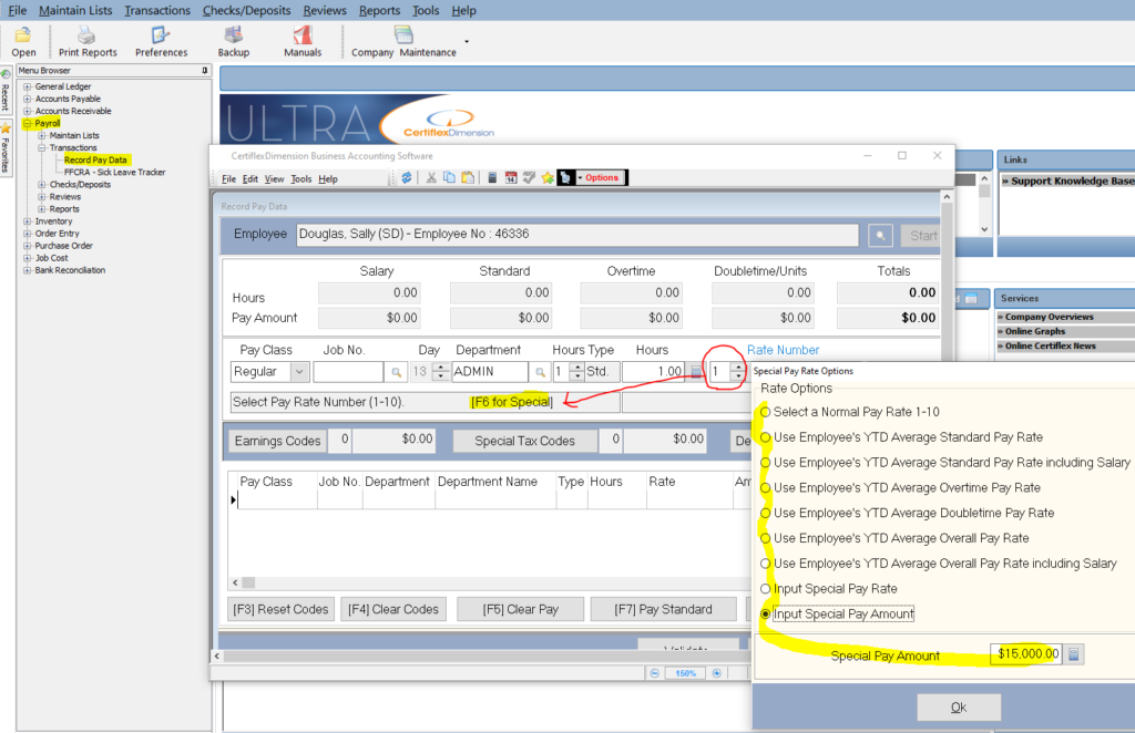 Using A Special Pay Rate In Record-Pay-Data – Certiflex Software, LLC